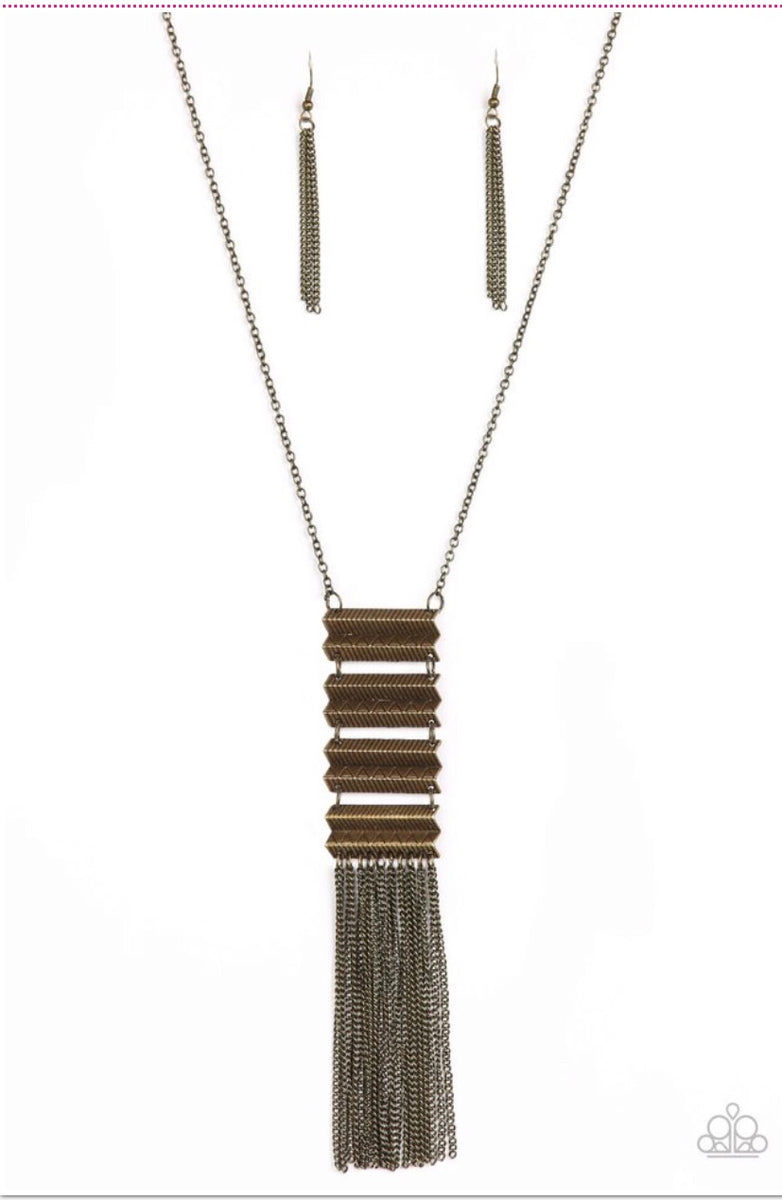 Paparazzi Watch Your Step -Necklace Brass Box 23 – Cynthia’s Dazzling ...